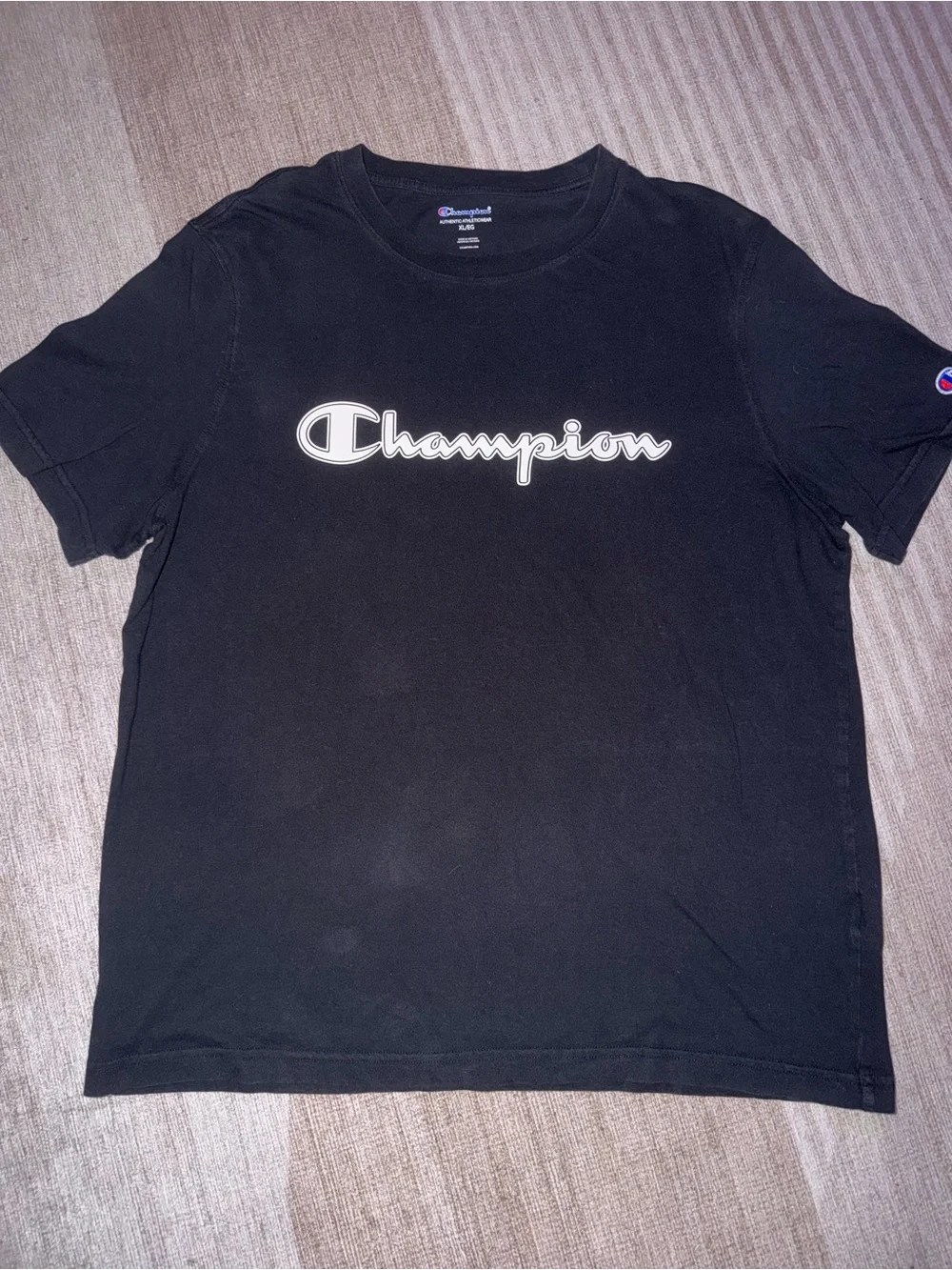 Champion | Shirts | Champion Black Tee With White Script Logo | Poshmark